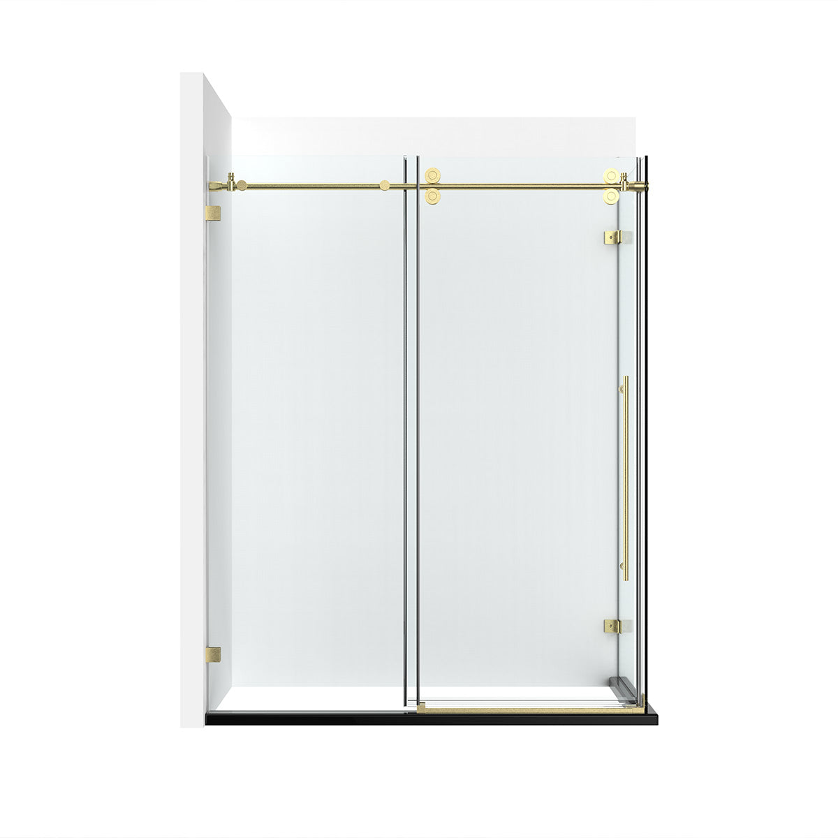 BH Frameless Single Sliding Shower Door with Return Panel {Brushed Gol