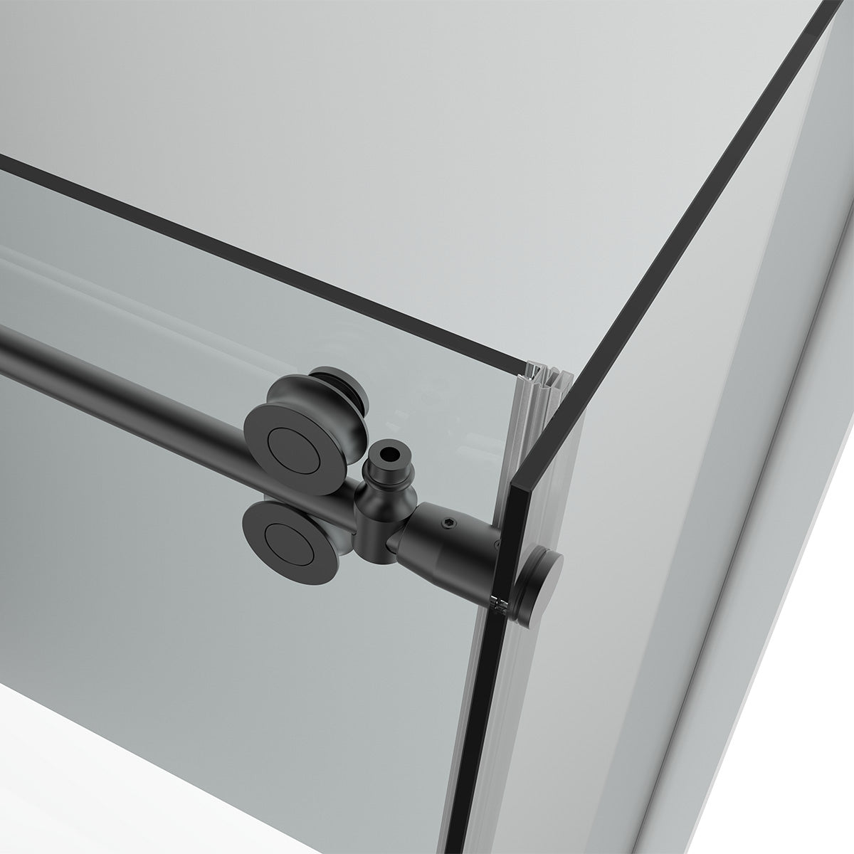 BH Frameless Single Sliding Shower Door with Return Panel {Matte Black