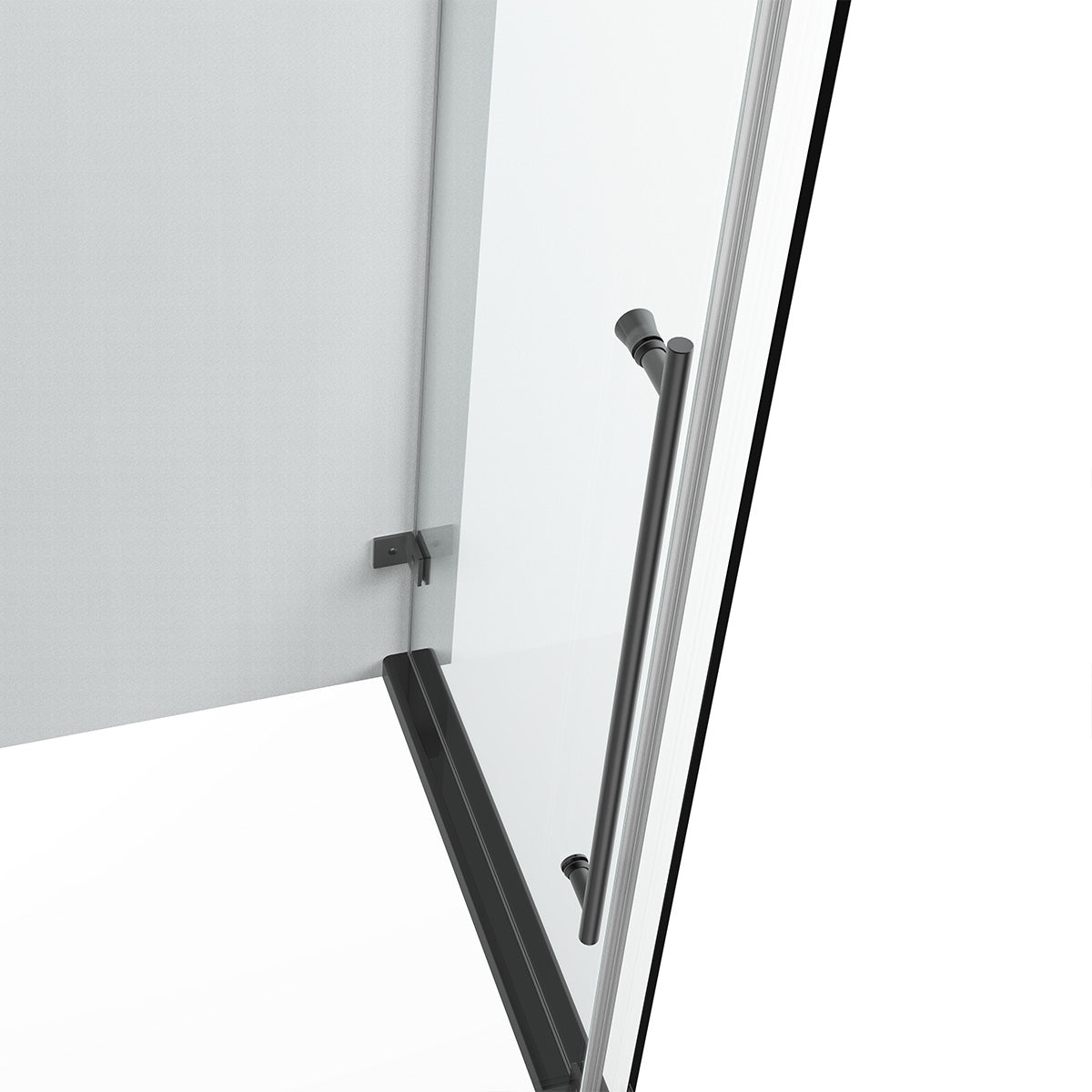 BH Frameless Single Sliding Shower Door with Return Panel {Matte Black