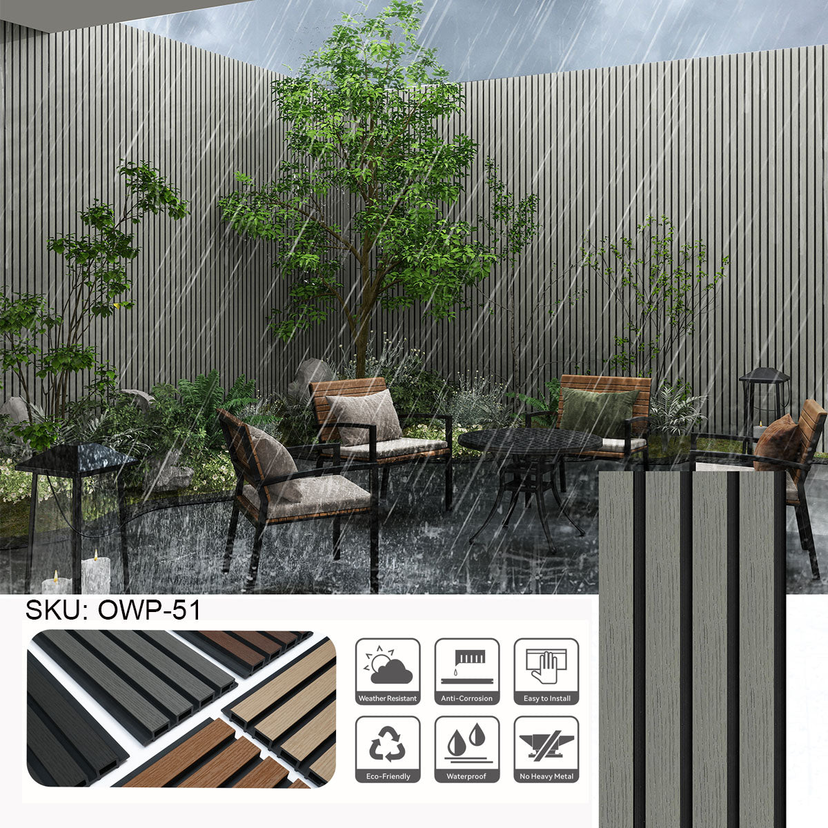 OWP-51 (Outdoor Wall Panel) Smoke Grey