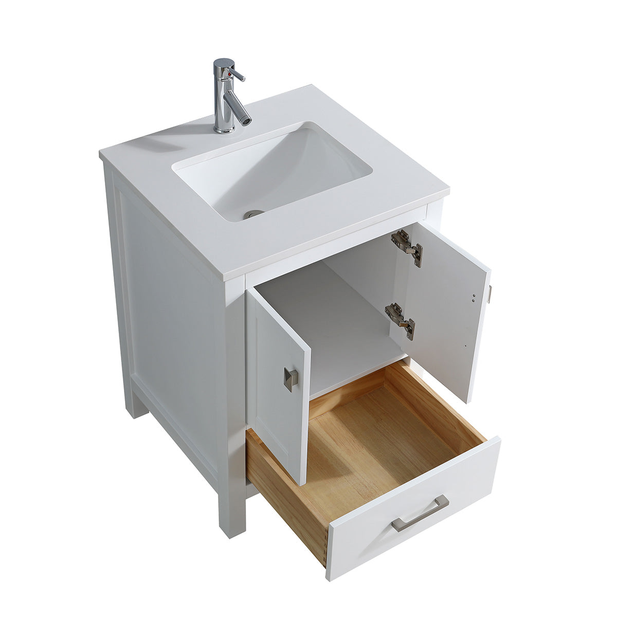 24" V9008 Vanity & Quartz Countertop Combo (Matte White)