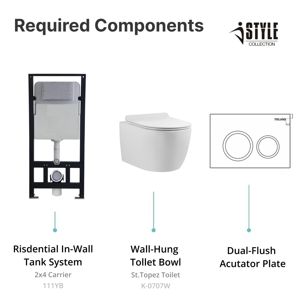 K-0707 Wall Hung Toilet with In-Wall Tank & Carrier System