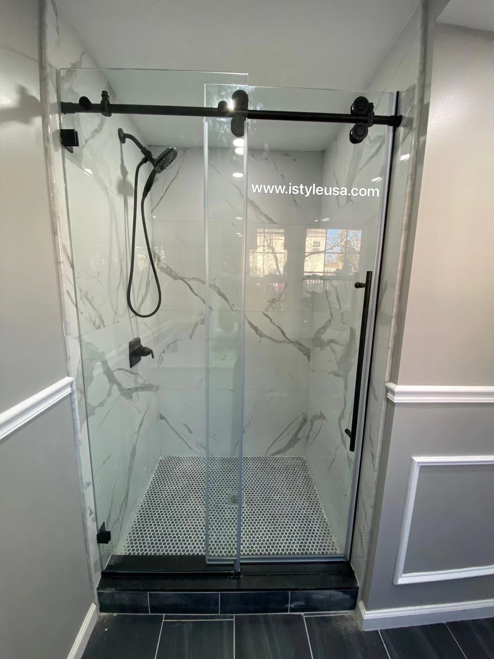 60"w x 76"h BH Series Frameless Single Sliding Shower Door (Matte Blac