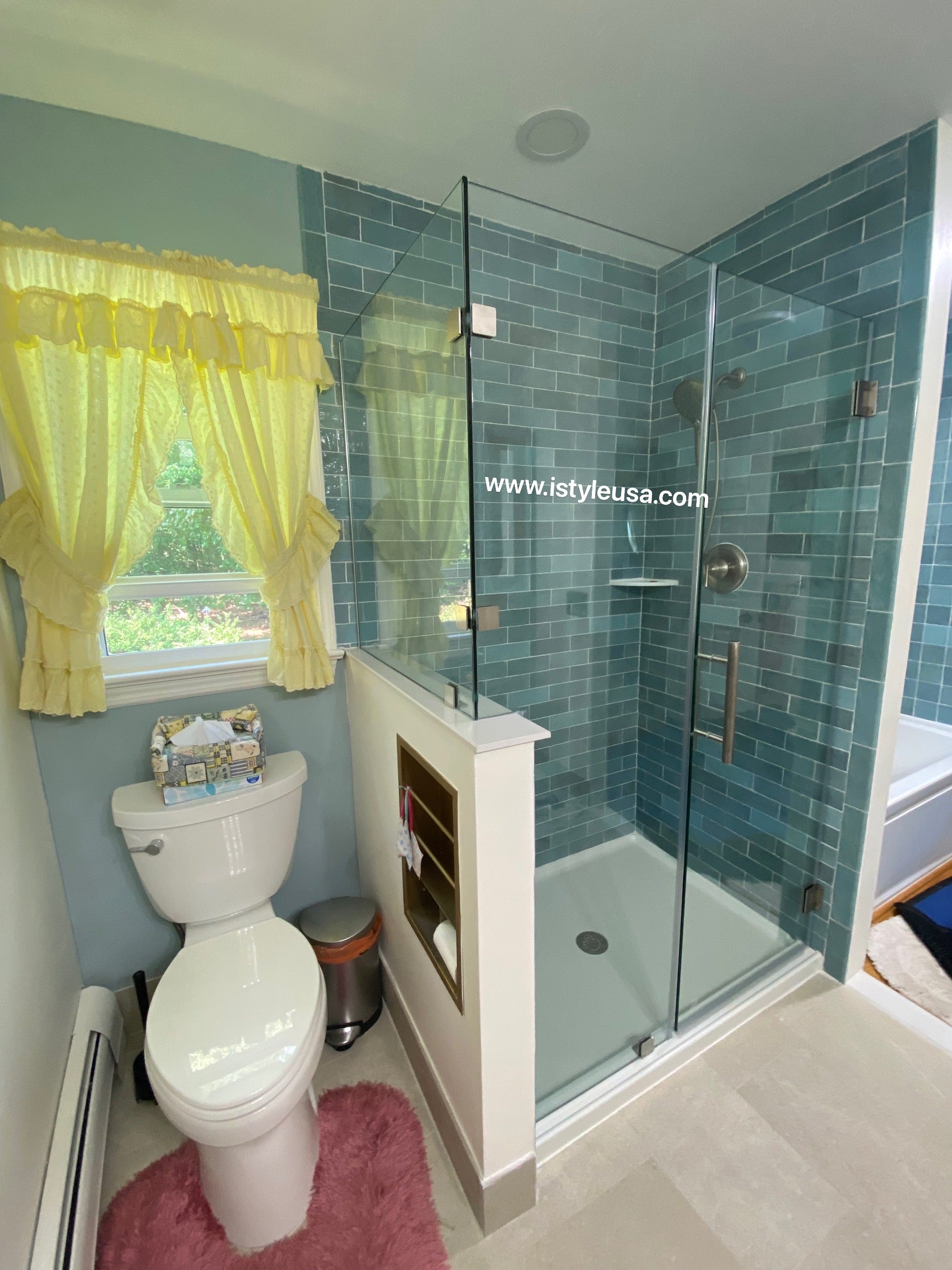 Mikos Hinges Custom 2 Shower Enclosure Half Wall Bench With Return P