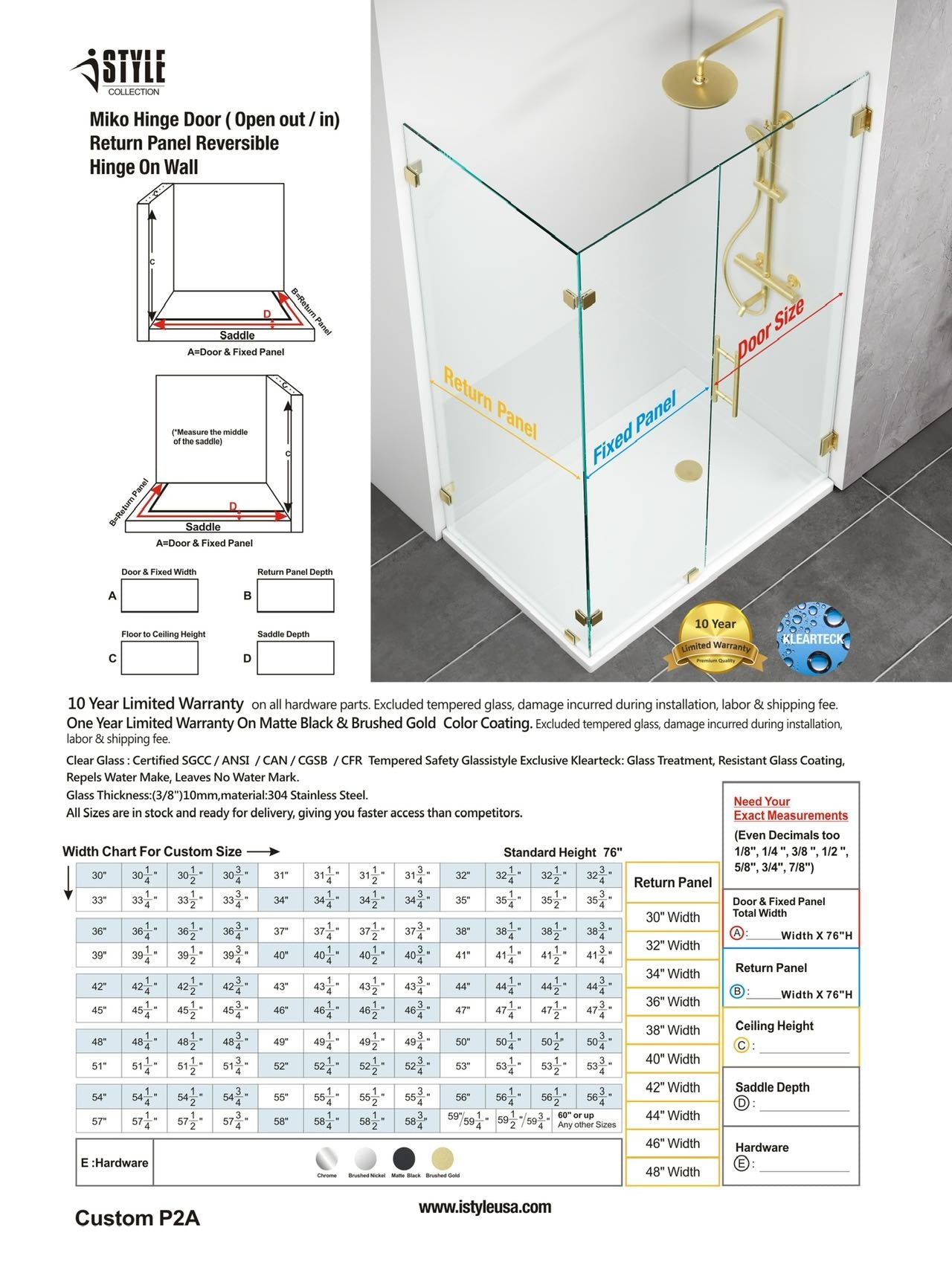Miko's Hinges Shower Enclosure Matte Black