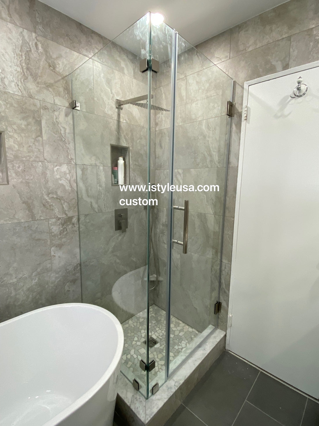 3PC Miko Hinge On Wall w/ Return Panel (Hinge Series E) (Brushed Nicke