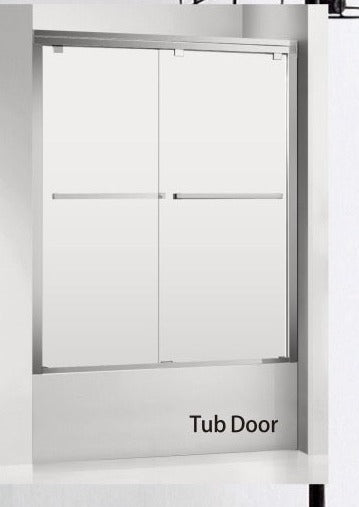 60" Frosted ASD Series Bypass Tub Door (5/16" Thickness) (Chrome) Priv
