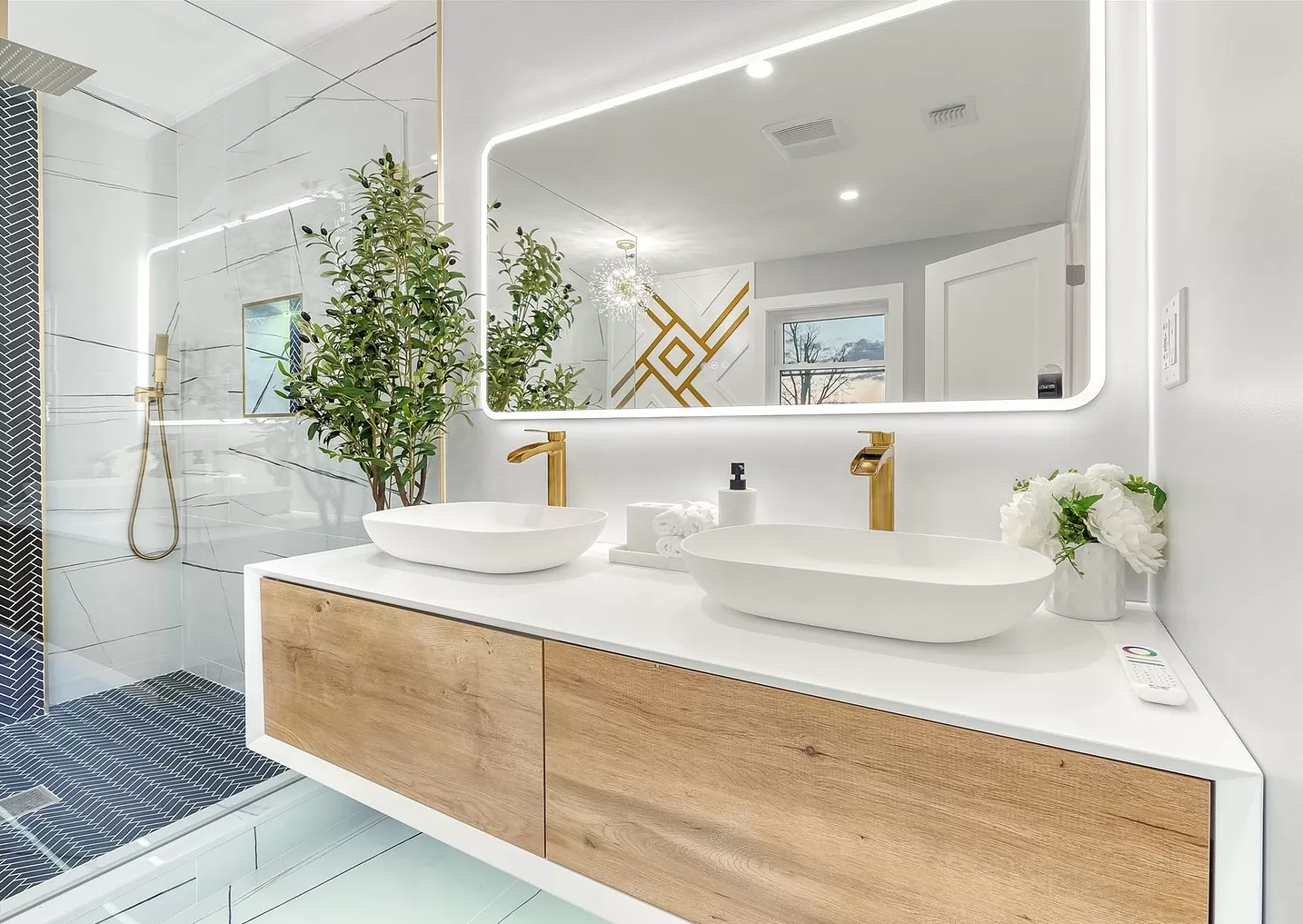 63" V9013 Fiona Series Wall Hung Vanity & Acrylic Double Basins (Matte