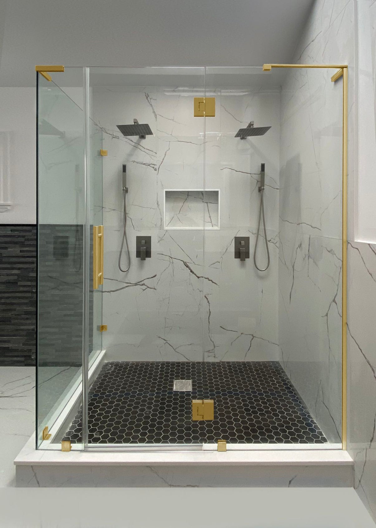 *NEW 4PC Miko Hinge On Glass w/ Return Panel (Hinge Series G1) (Brushe