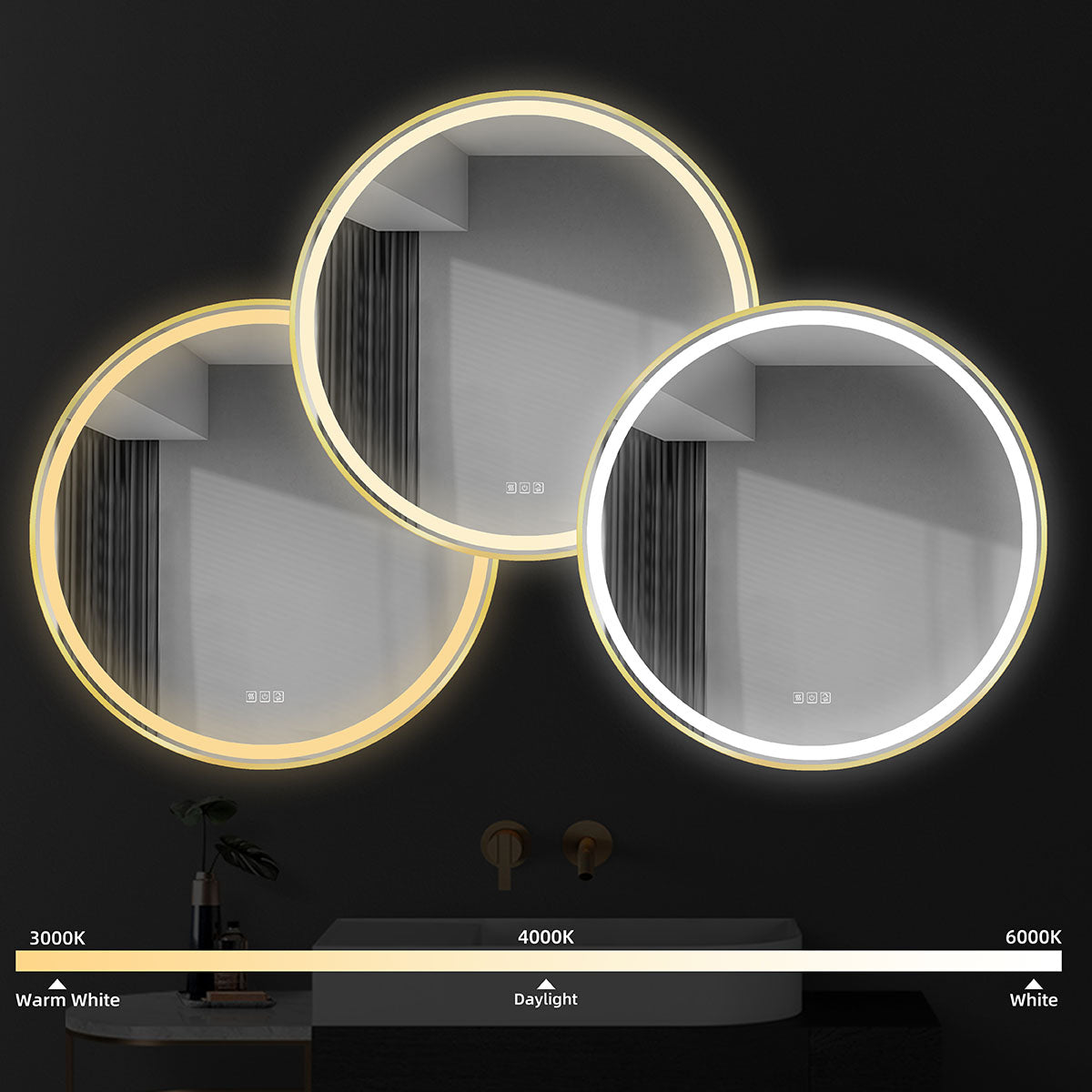 36" LED Madelyn Round Mirror (Brushed Gold)