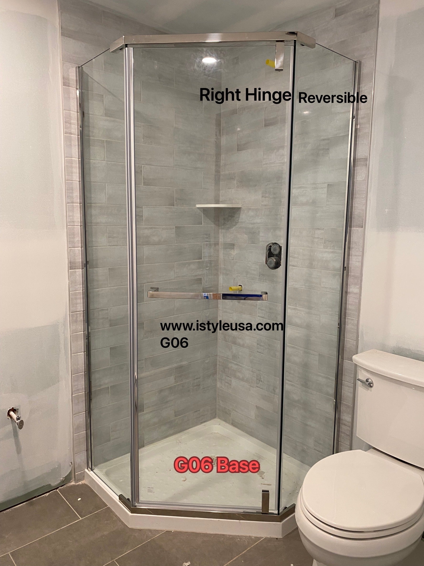 Neo Maggie Angle G06 Hinged Shower Door 36"W X 36"W X 76"H & 40"W X 40