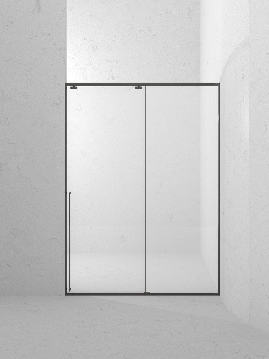 Karina A Minimalist Shower Door with a Single Sliding Door.